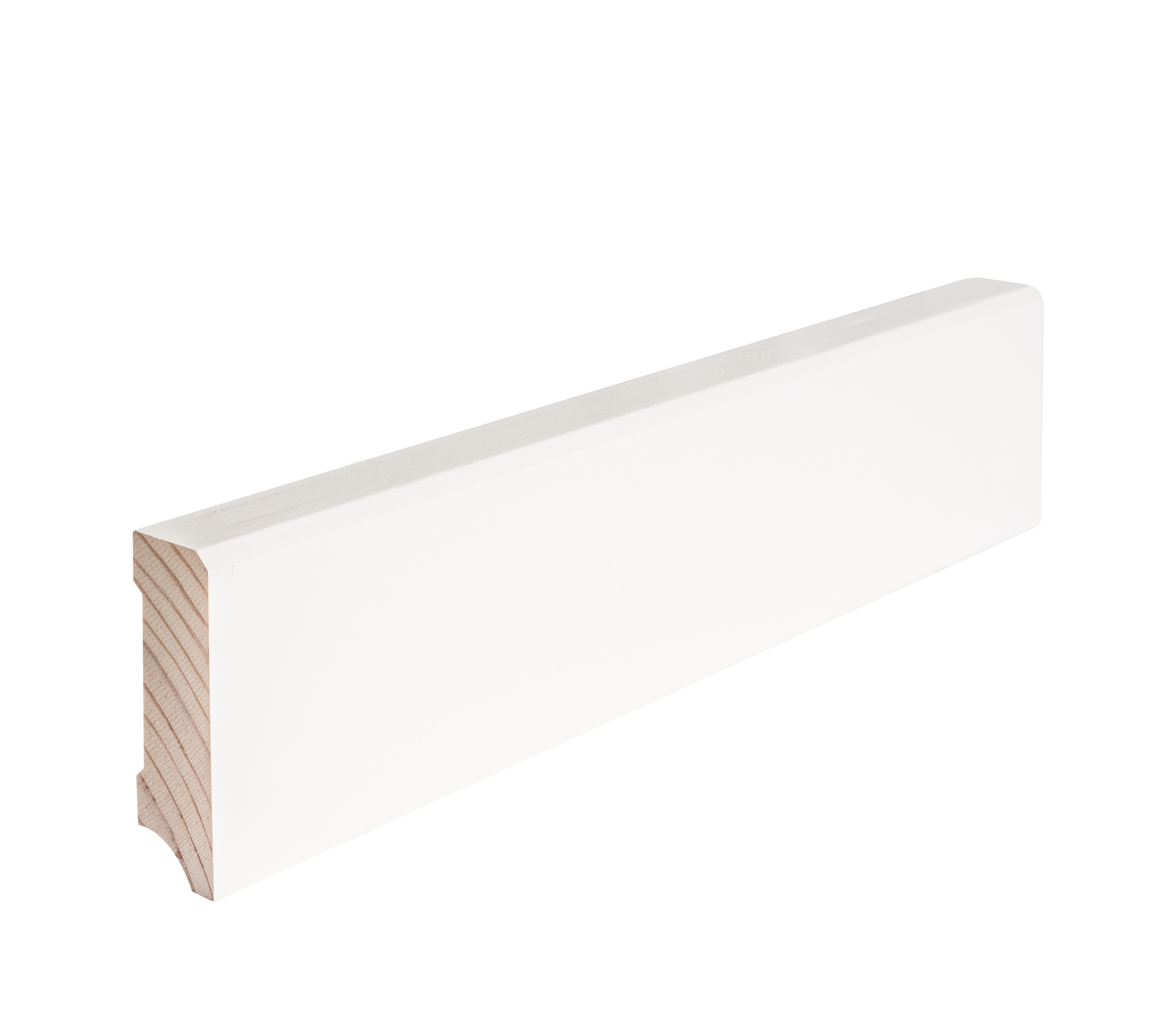 Sockelleiste Kiefer weiß lackiert mit Fase 40mm RAL 9016 - doppelseitig ...